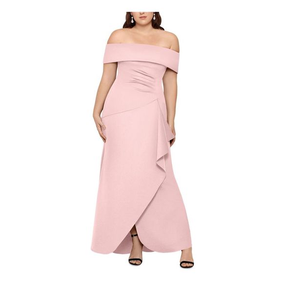 Xscape | Dresses | Xscape Womens Pink Cascade Ruffle Hem Lined Short ...
